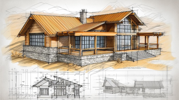 Premium AI Image | Blueprints and house structures Generative AI Premium AI Image | Blueprints and house structures Generative AI