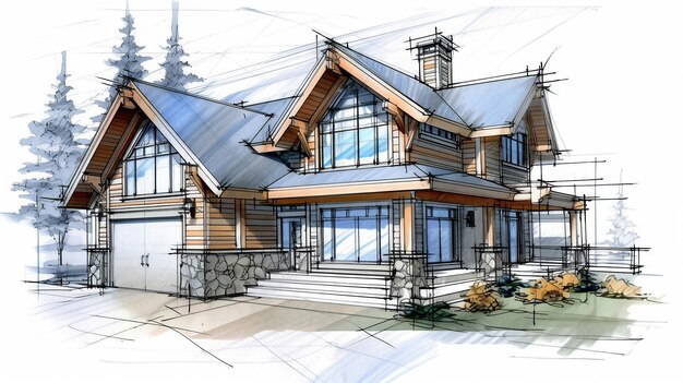 Premium AI Image | Blueprints and house structures Generative AI Premium AI Image | Blueprints and house structures Generative AI