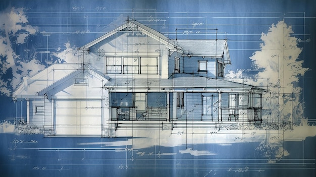 Premium AI Image | Blueprints and house structures Generative AI Premium AI Image | Blueprints and house structures Generative AI