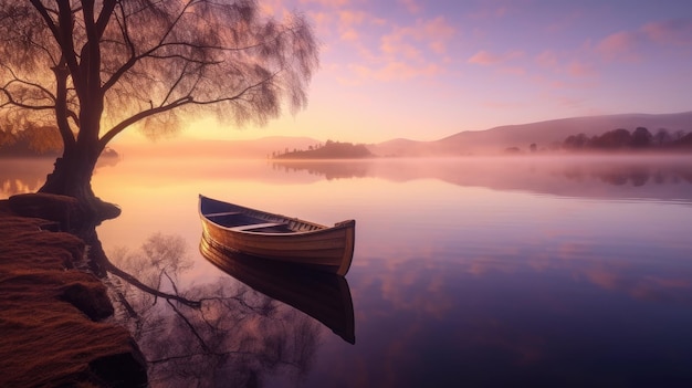 Premium Ai Image A Boat On A Lake