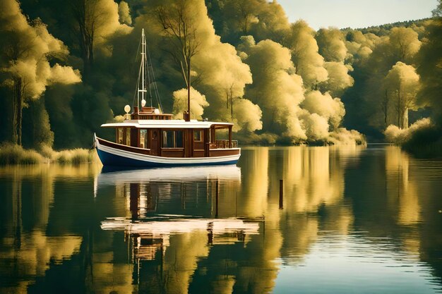 Premium Ai Image A Boat In The Lake
