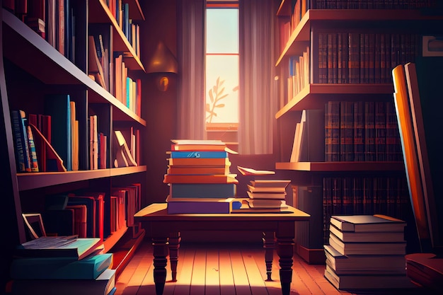 Premium AI Image | Book in library with old open textbook Generative Ai Premium AI Image | Book in library with old open textbook Generative Ai