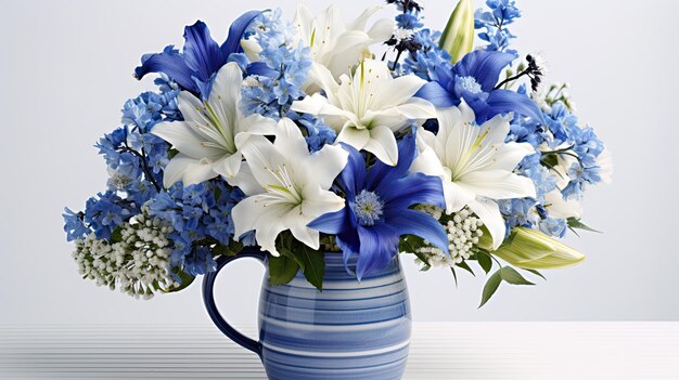 Premium Photo | Bouquet blue and white flowers Premium Photo | Bouquet blue and white flowers