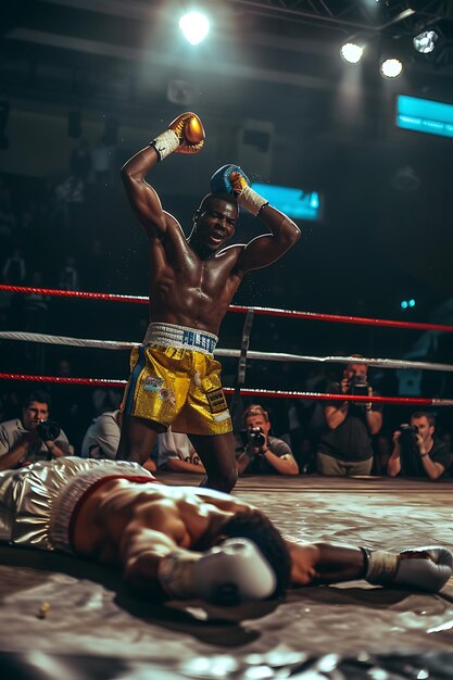 Boxing fighter win a fight with a knock out KO | Premium AI-generated image Boxing fighter win a fight with a knock out KO | Premium AI-generated image