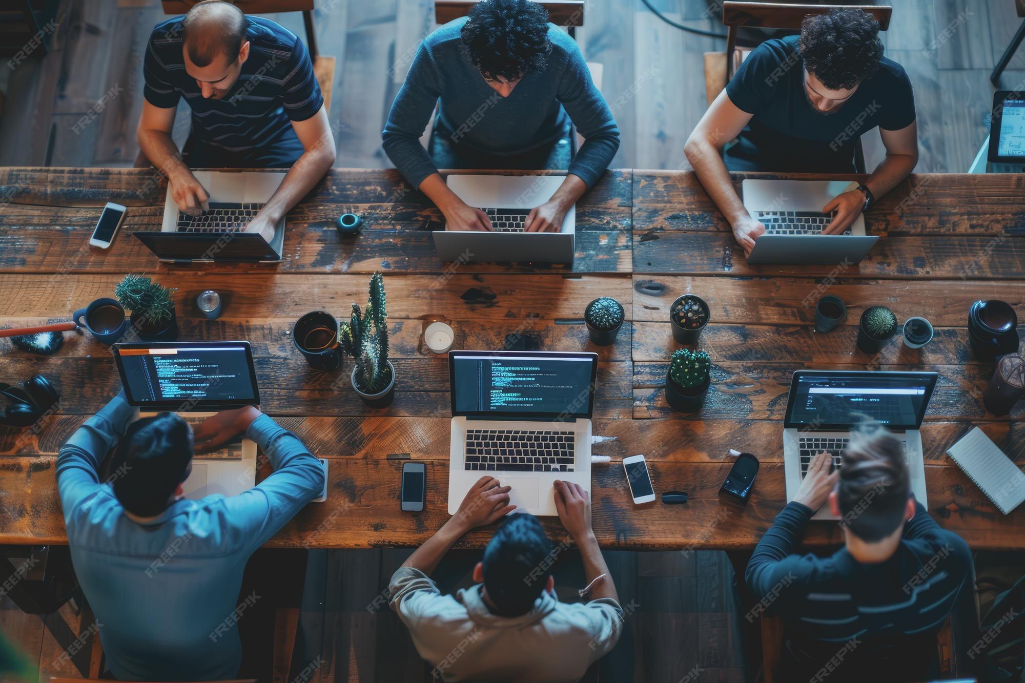 Brainstorming IT Programmers Use Computer Together Software Engineers Develop App Program ...