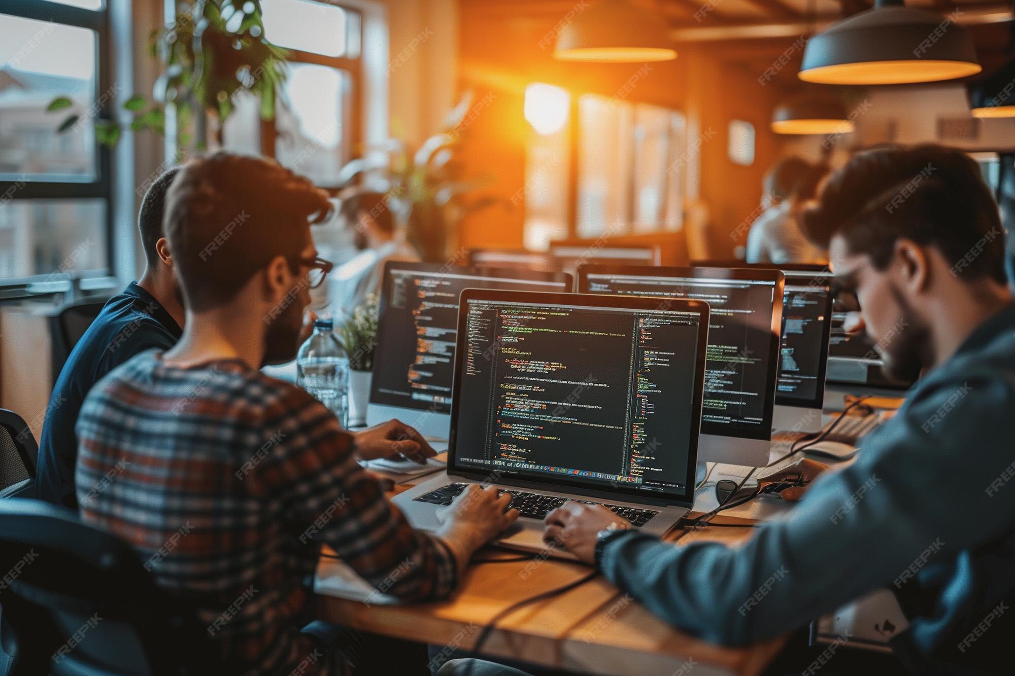 Premium Photo | Brainstorming IT Programmers Use Computer Together ...