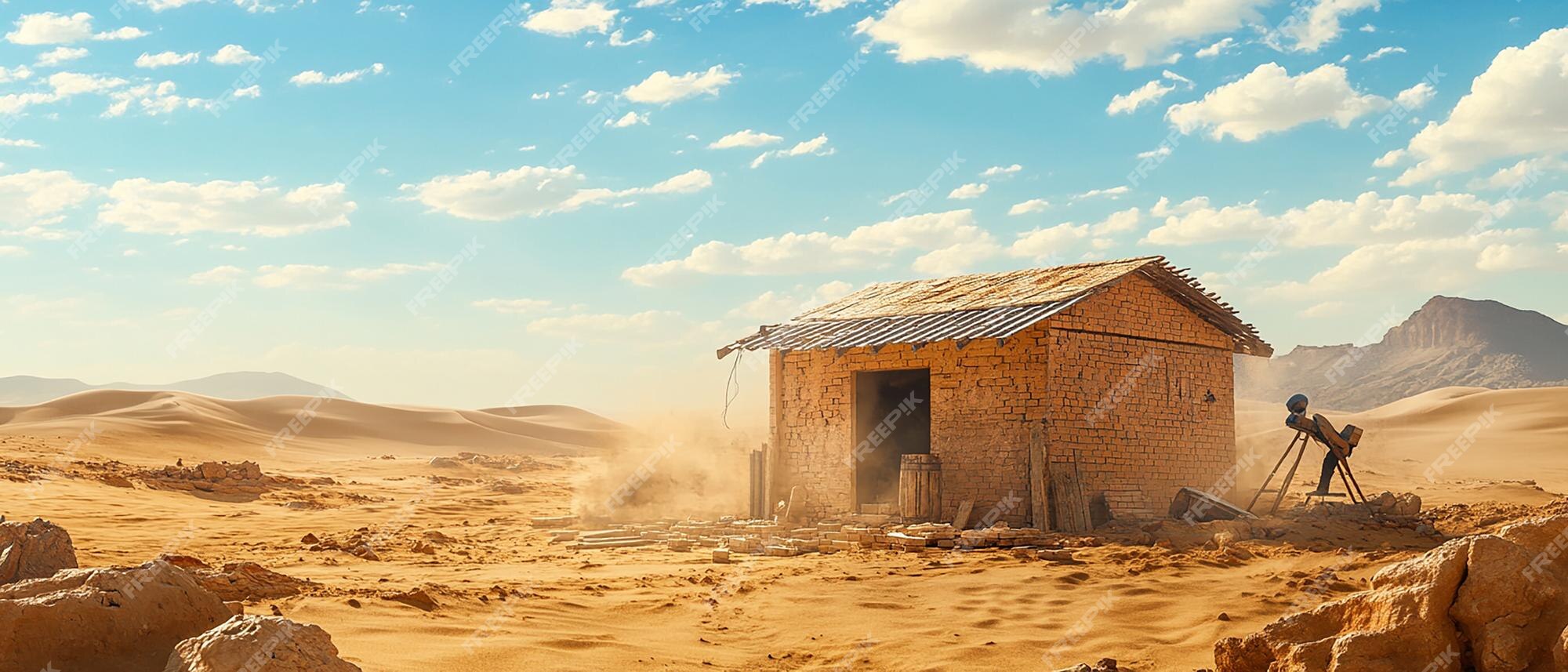 Bricklayer Constructing a Structure in a Desert Environment | Premium ... Bricklayer Constructing a Structure in a Desert Environment | Premium ...