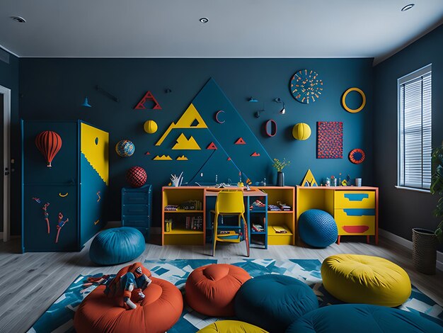 Premium AI Image | Bright vibrant colors kids' playroom features ... Premium AI Image | Bright vibrant colors kids' playroom features ...