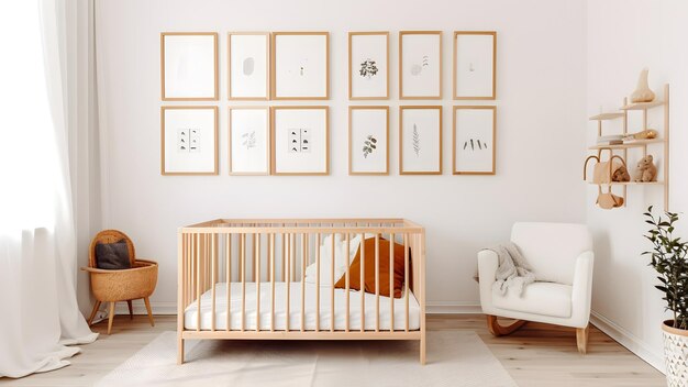 Premium AI Image | Bright white minimalist nursery wall with frames ... Premium AI Image | Bright white minimalist nursery wall with frames ...