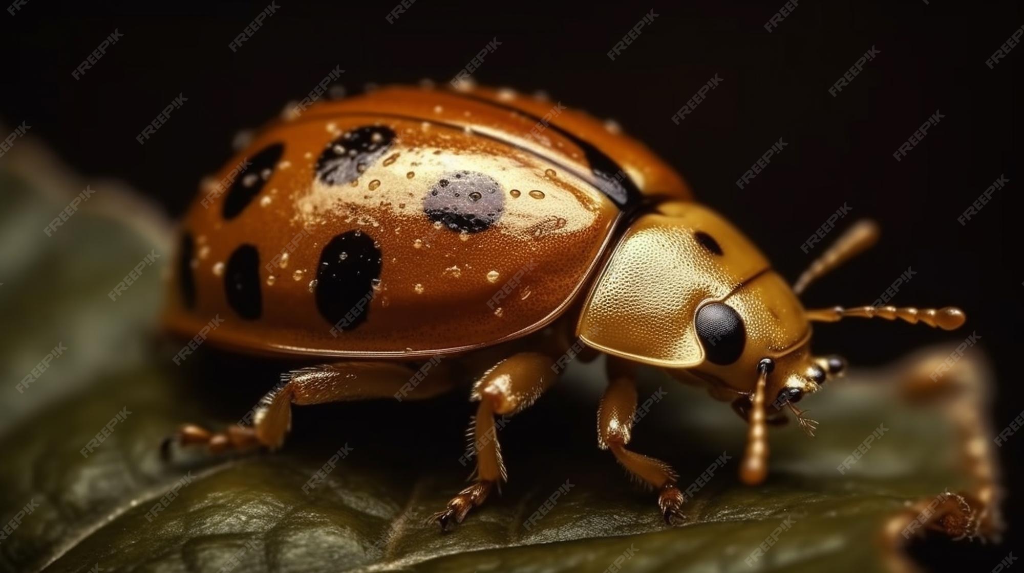 Premium Photo | A brown ladybug sits on a leaf. Premium Photo | A brown ladybug sits on a leaf.