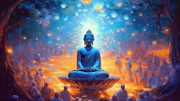 Premium Photo | Buddha delivering teachings Makha Bucha Day Generative Ai Premium Photo | Buddha delivering teachings Makha Bucha Day Generative Ai
