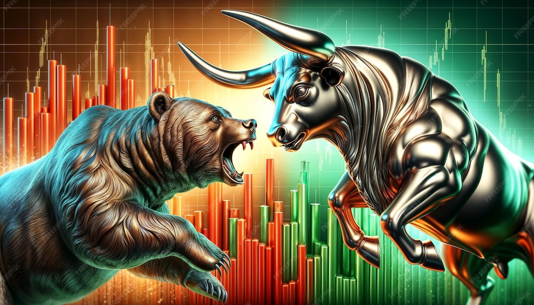 Premium Photo Bull Vs Bear Symbols Of Stock Market Trends Fierce Market Battle In Red And