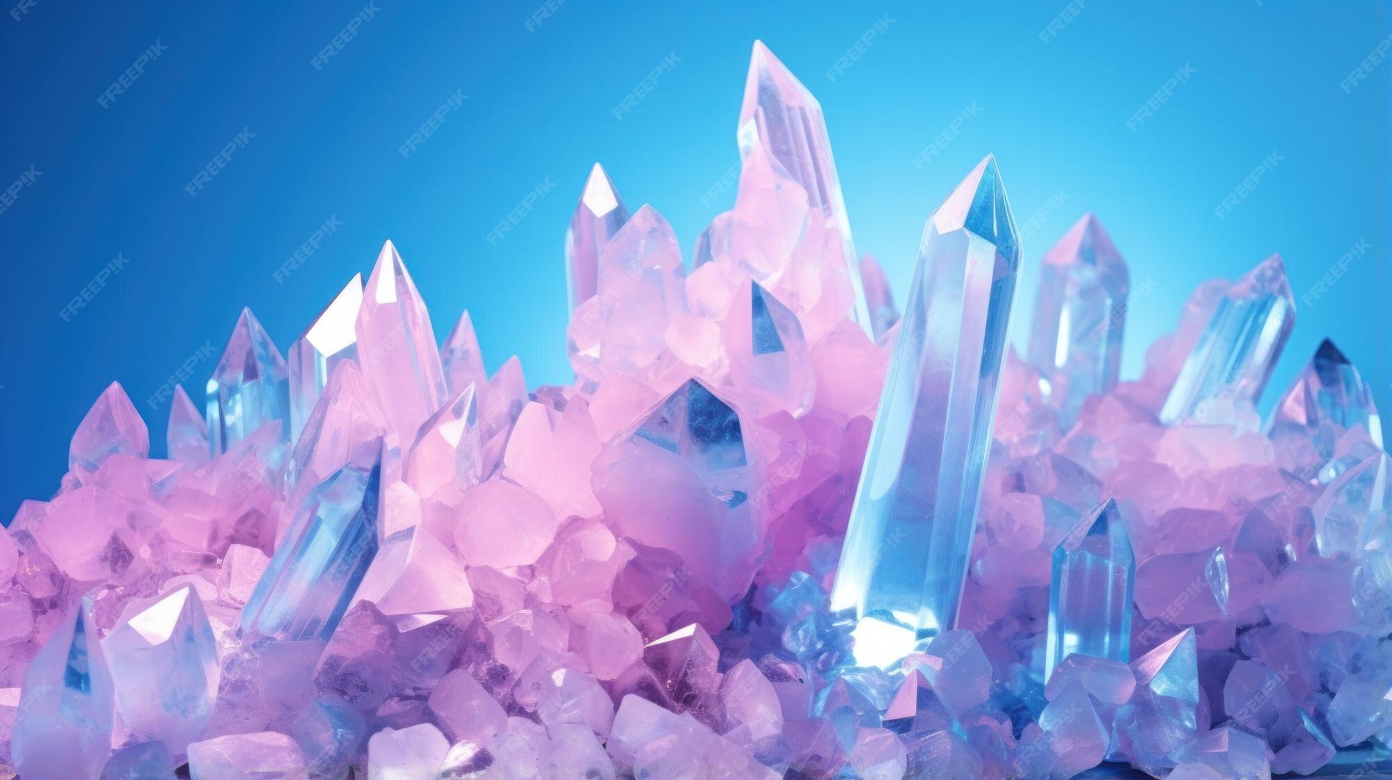 Premium Photo | A bunch of crystals on blue background Premium Photo | A bunch of crystals on blue background