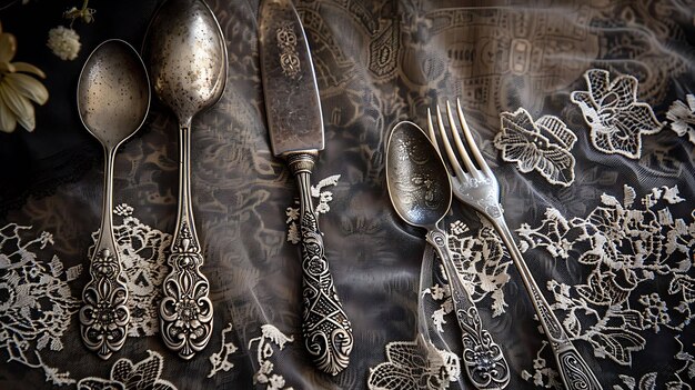 A bunch of spoons and spoons are on a table | Premium AI-generated image A bunch of spoons and spoons are on a table | Premium AI-generated image
