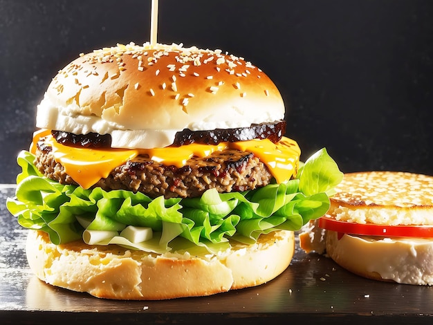 Premium AI Image | burger with a burger ai generated Premium AI Image | burger with a burger ai generated