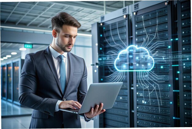 Business Man or Engineer Utilizing AI and Cloud Computing for Data ... Business Man or Engineer Utilizing AI and Cloud Computing for Data ...
