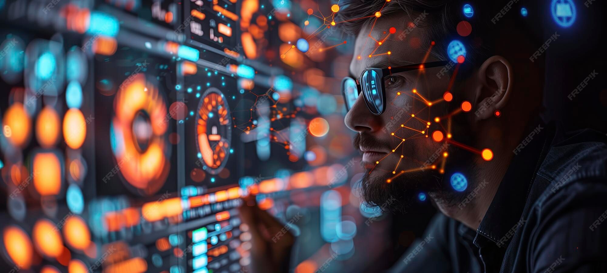Premium Photo Business Man Using Ai Technology For Data Analysis Coding Computer Language With