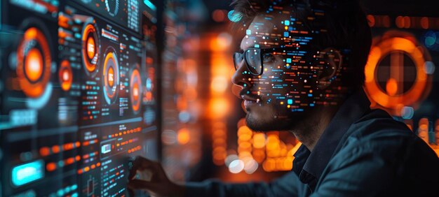 Premium Photo | Business man using AI technology for data analysis ...