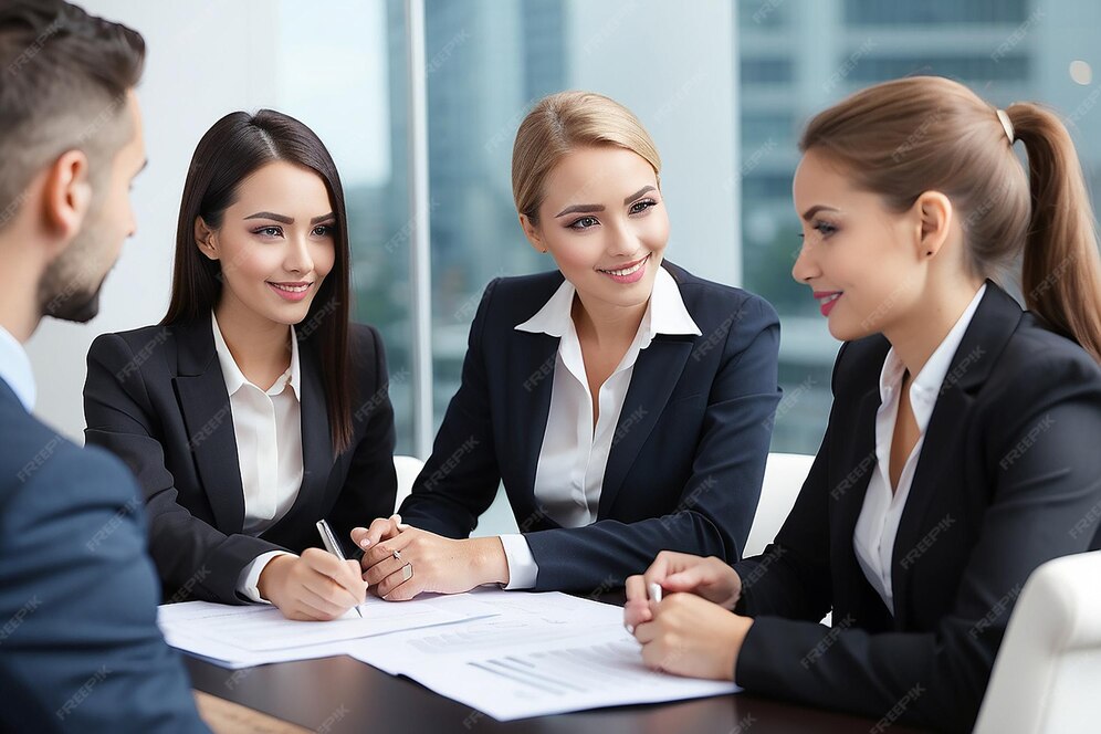 Business meeting or job interview | Premium AI-generated image Business meeting or job interview | Premium AI-generated image