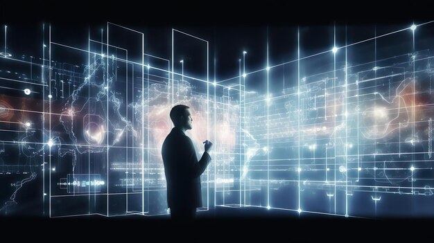 Premium Photo | Businessman analyze and visualize complex informatio Premium Photo | Businessman analyze and visualize complex informatio