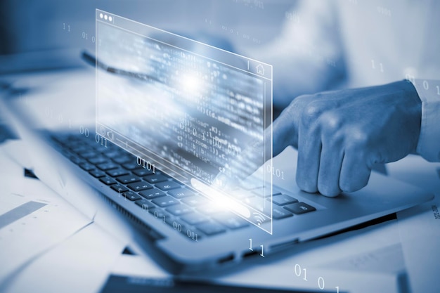 Premium Photo | Businessman hand touch with code html and programming ... Premium Photo | Businessman hand touch with code html and programming ...