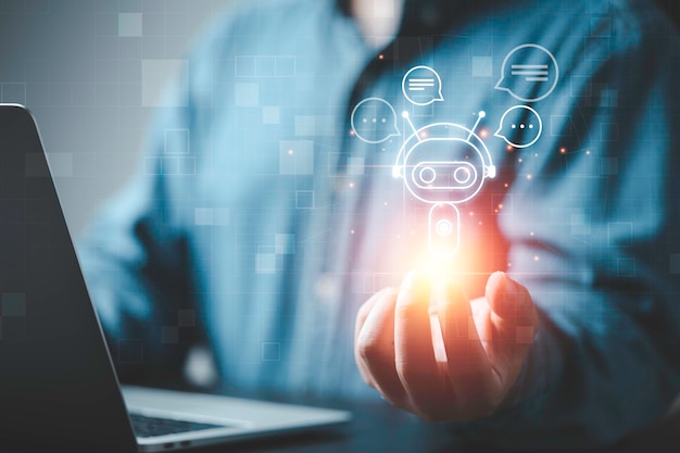 Premium Photo | Businessman holding artificial intelligence digital ... Premium Photo | Businessman holding artificial intelligence digital ...