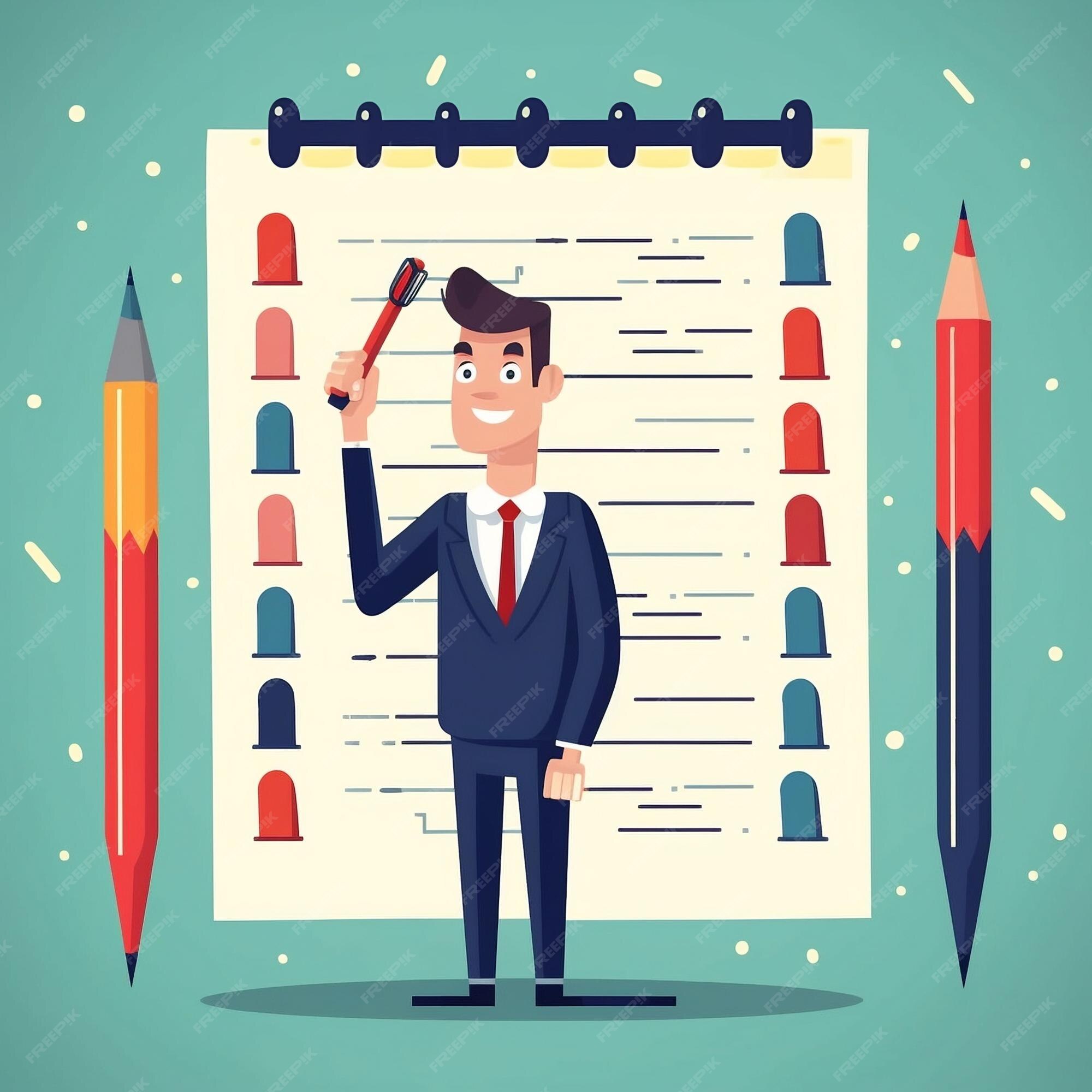 Premium AI Image | businessman holding pencil at big complete checklist ... Premium AI Image | businessman holding pencil at big complete checklist ...