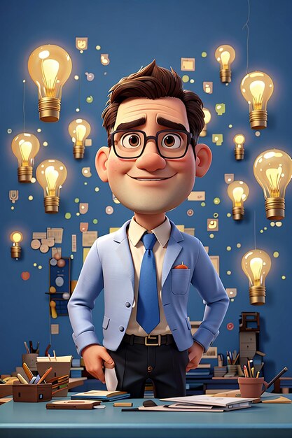 Premium AI Image | Businessman is looking for ideas 3d character ... Premium AI Image | Businessman is looking for ideas 3d character ...