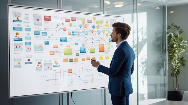 Premium Photo | Businessman looking at workflow flowchart Premium Photo | Businessman looking at workflow flowchart