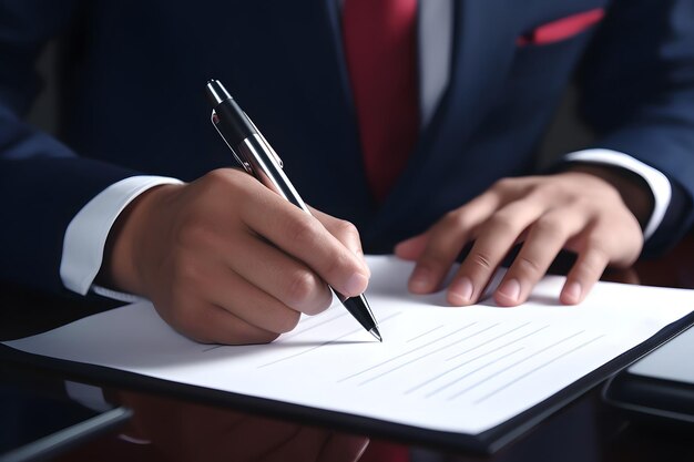 Premium AI Image | Businessman use pen to tick correct sign mark in ... Premium AI Image | Businessman use pen to tick correct sign mark in ...