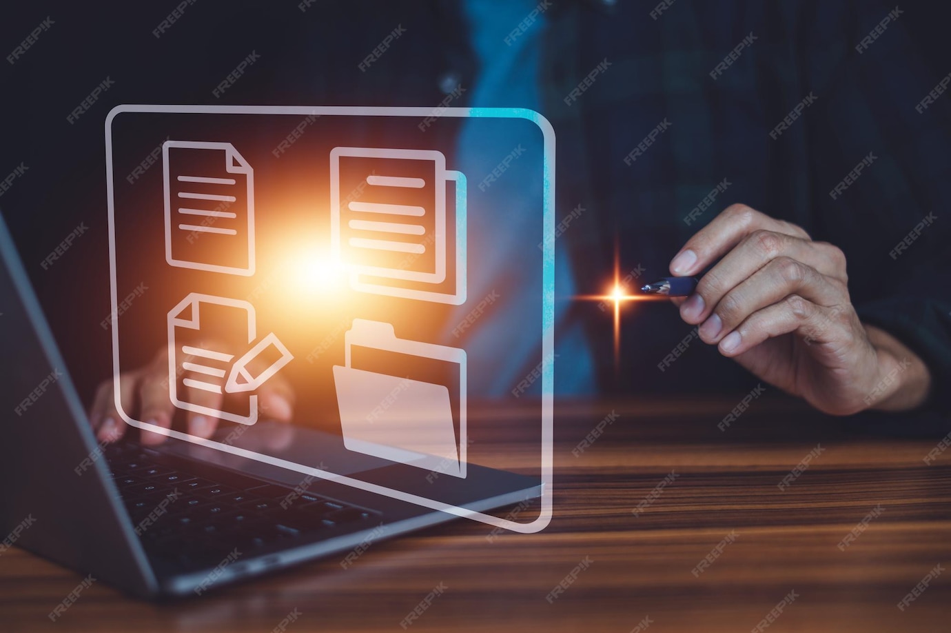 Premium Photo | Businessman using computer Document Management System ...