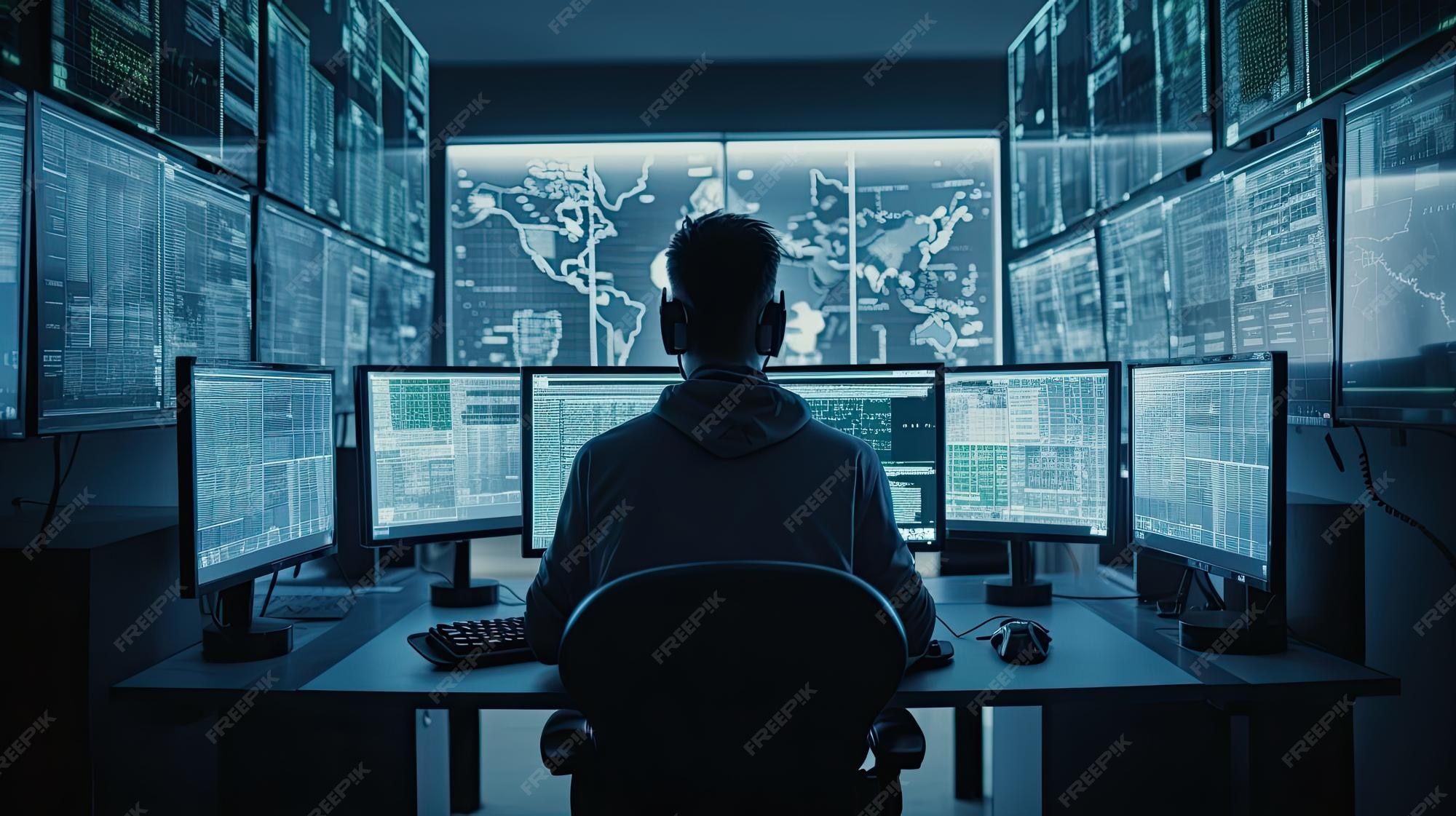 Premium Photo | Businessman using computers for global data analytics ...