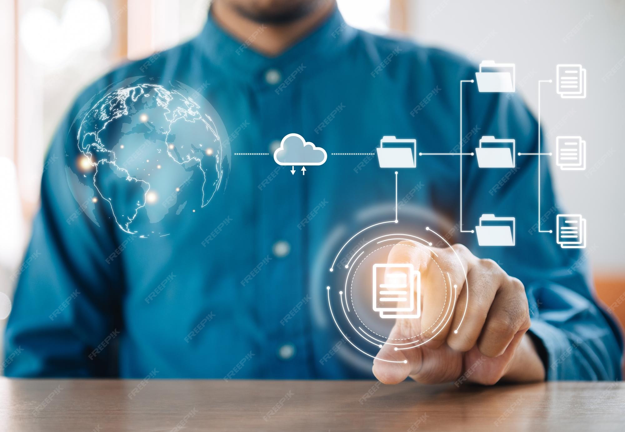 Premium Photo Businessman Using Select Document Management Concept Online Documentation