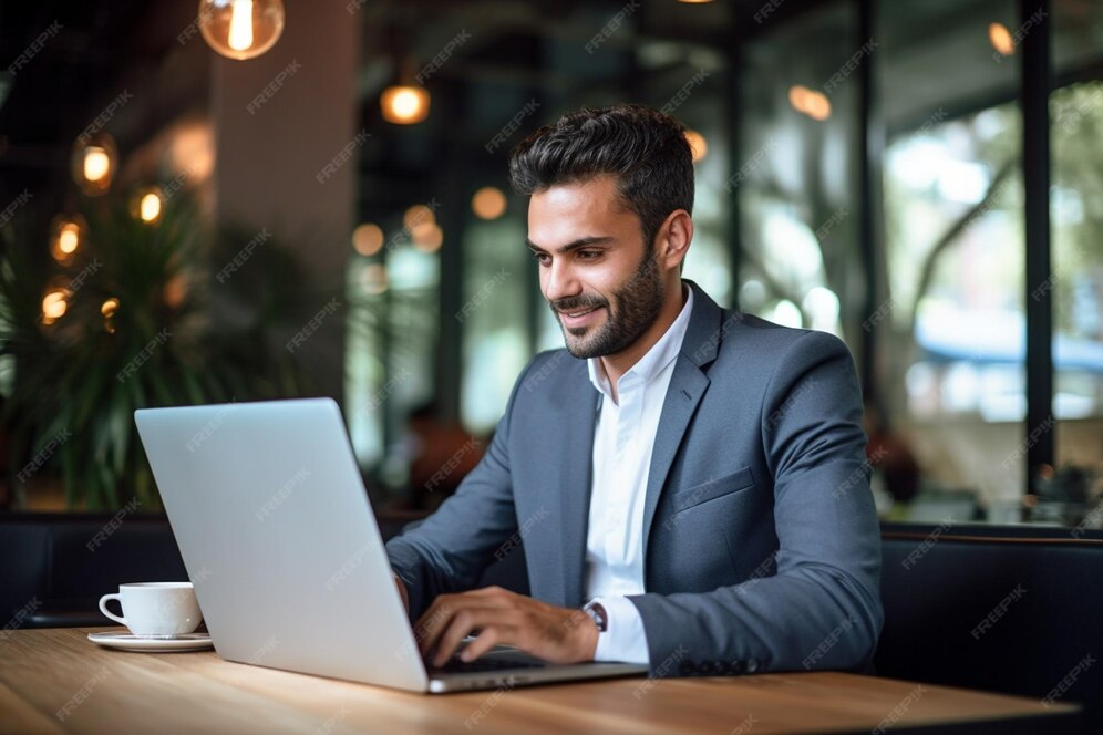 Premium AI Image | Businessman works on laptop Premium AI Image | Businessman works on laptop