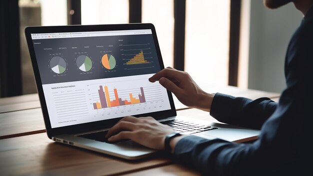 Premium Photo | Businesswoman Analyzing Graph On Laptop At Workplace Premium Photo | Businesswoman Analyzing Graph On Laptop At Workplace