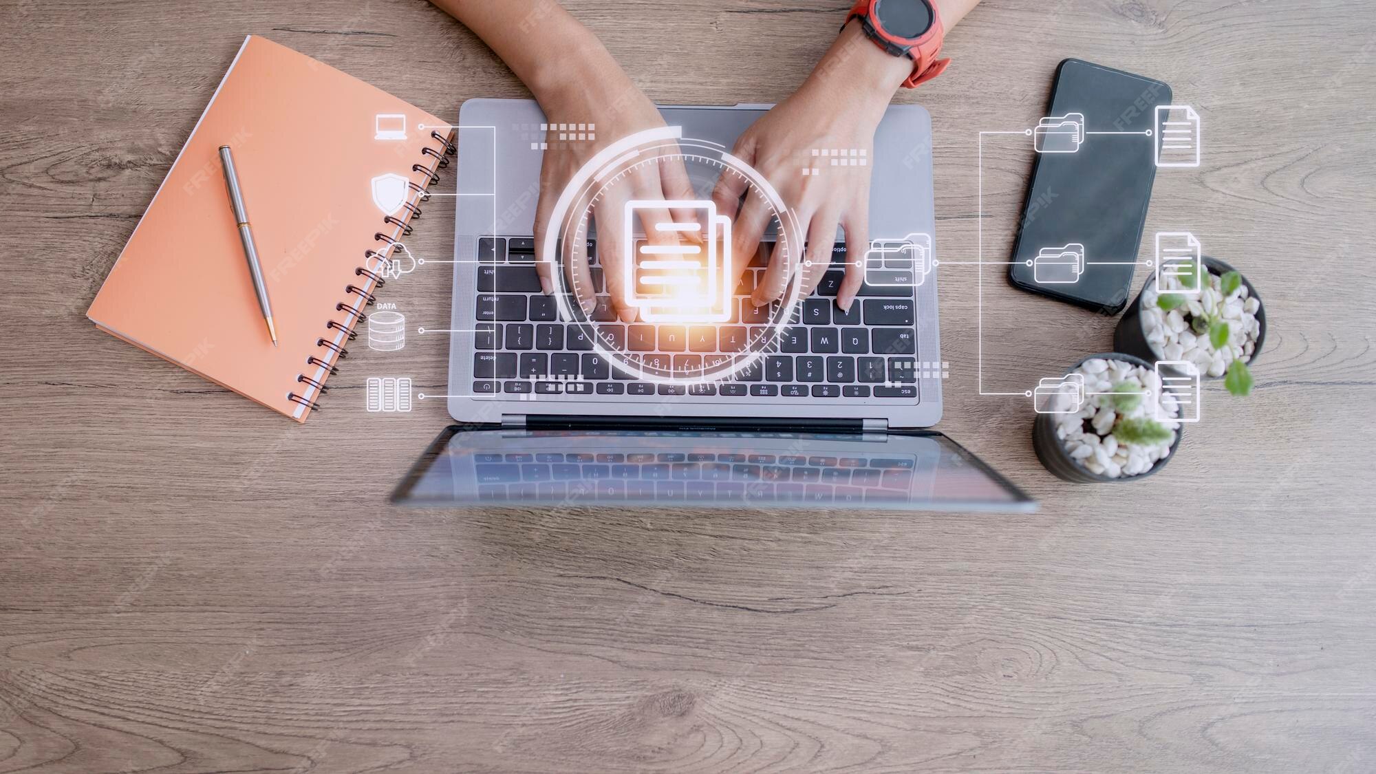 Premium Photo Businesswoman Using A Computer To Document Management Concept Online