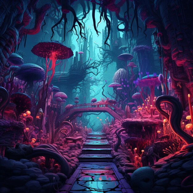 Premium AI Image | A captivating glimpse into the neon abyss Premium AI Image | A captivating glimpse into the neon abyss