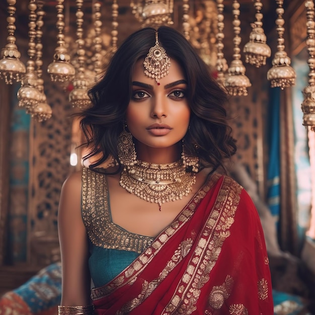 Premium Photo The Captivating Indian Instagram Model Effortlessly Blends Tradition With