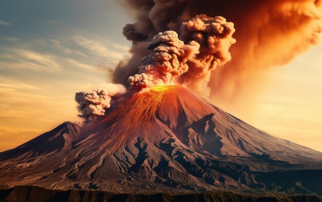 Premium AI Image | Captivating View of Volcano Eruption Unfolding Premium AI Image | Captivating View of Volcano Eruption Unfolding