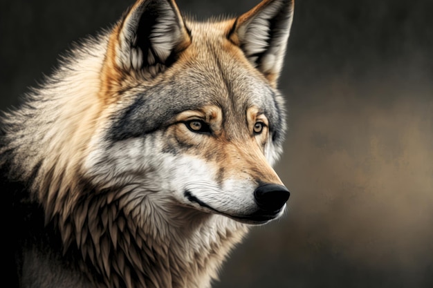 Premium AI Image | Captive grey wolf Canis lupus portrait Premium AI Image | Captive grey wolf Canis lupus portrait