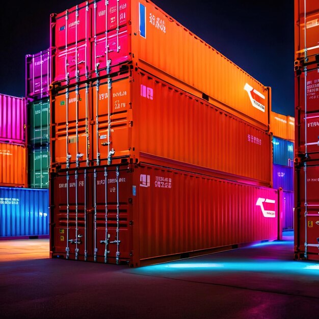 Premium Photo | Cargo containers stacked high technology modern ... Premium Photo | Cargo containers stacked high technology modern ...