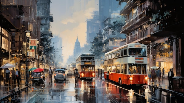 Premium AI Image | Cars buses and motorcycles are being rebuilt on the ... Premium AI Image | Cars buses and motorcycles are being rebuilt on the ...