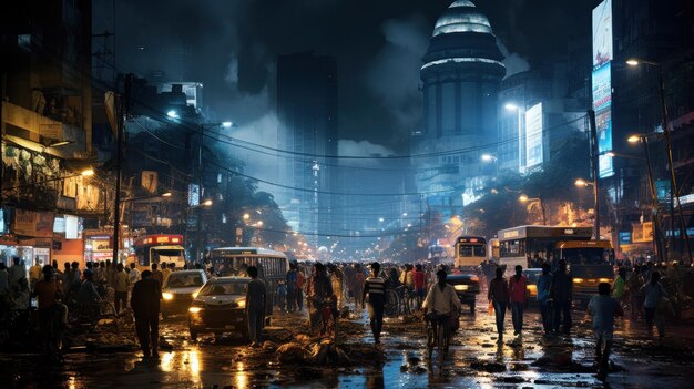 Premium AI Image | Cars buses and motorcycles are being rebuilt on the ... Premium AI Image | Cars buses and motorcycles are being rebuilt on the ...