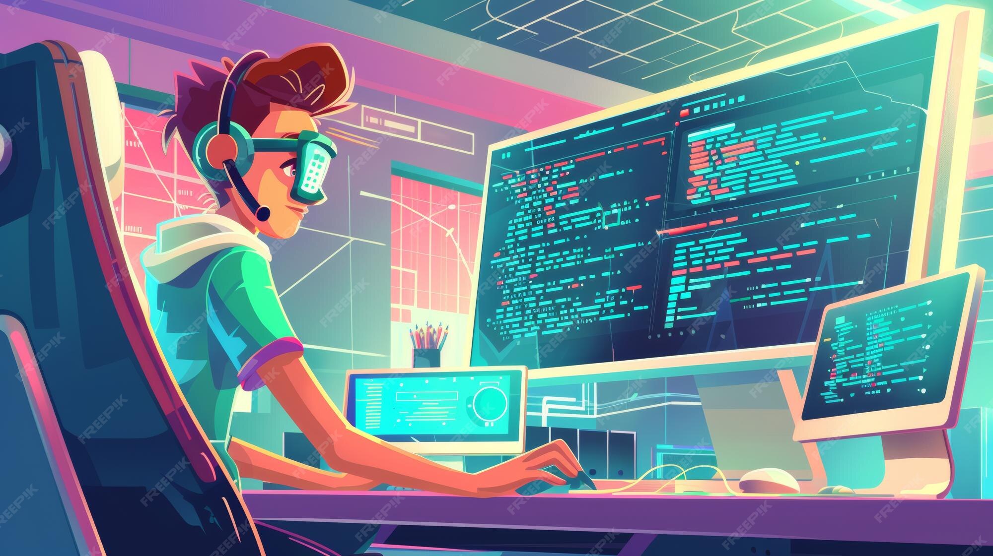 Premium Photo | Cartoon banner with functional test programming ...