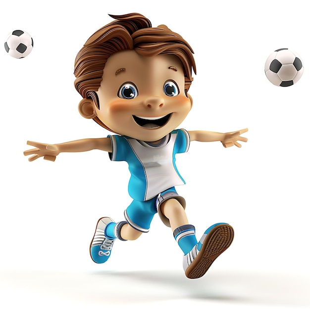 Cartoon Boy in Blue Soccer Uniform Running with Soccer Balls | Premium ... Cartoon Boy in Blue Soccer Uniform Running with Soccer Balls | Premium ...