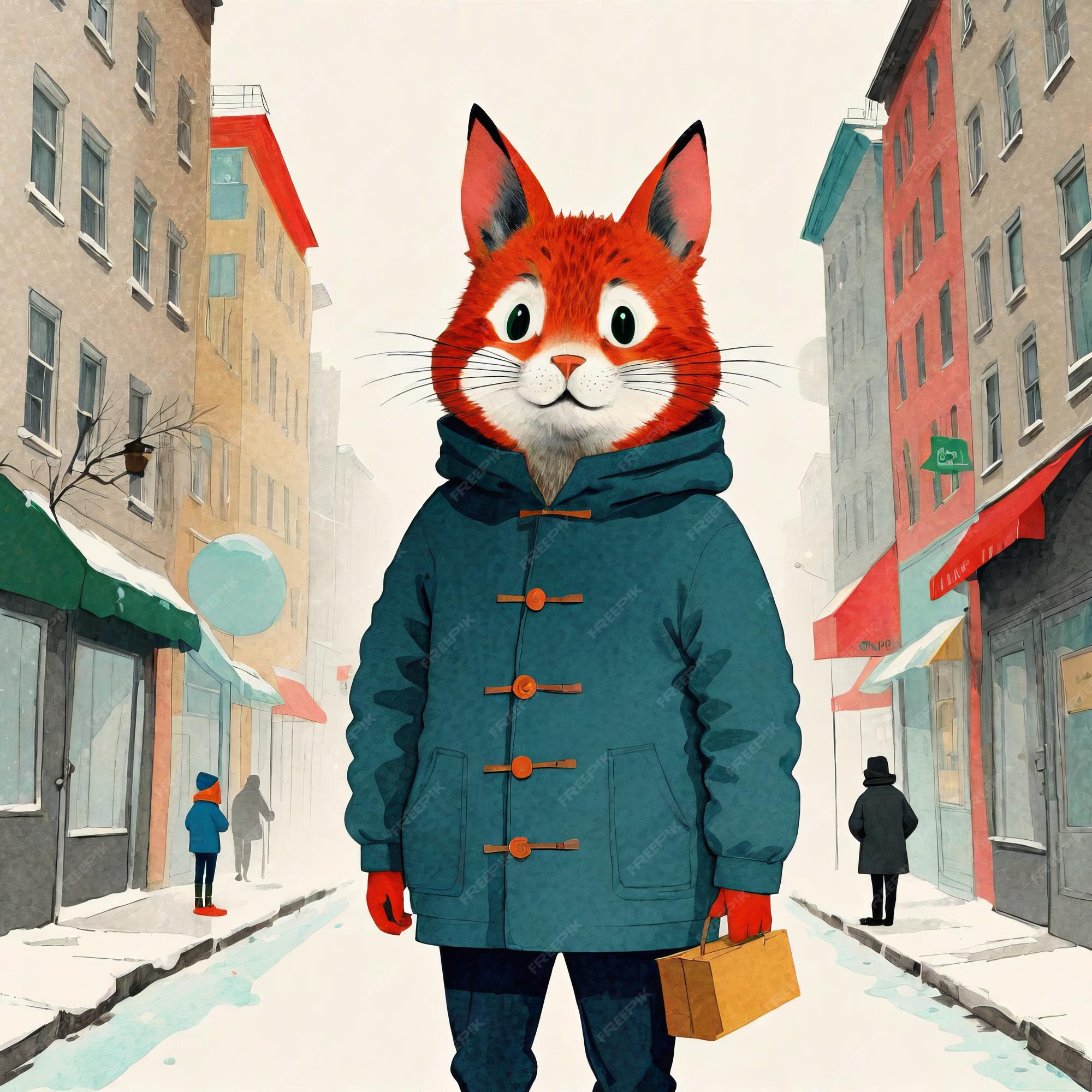 Premium AI Image | cartoon cat walking through the city illustration ... Premium AI Image | cartoon cat walking through the city illustration ...