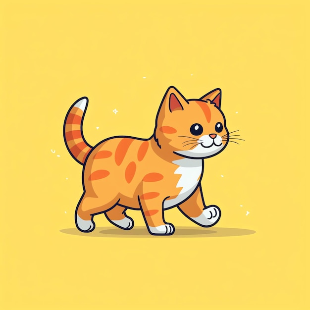 Premium AI Image | cartoon cat walking on a yellow background Premium AI Image | cartoon cat walking on a yellow background