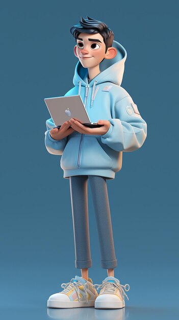 Premium AI Image | Cartoon character of a man with a laptop computer ... Premium AI Image | Cartoon character of a man with a laptop computer ...