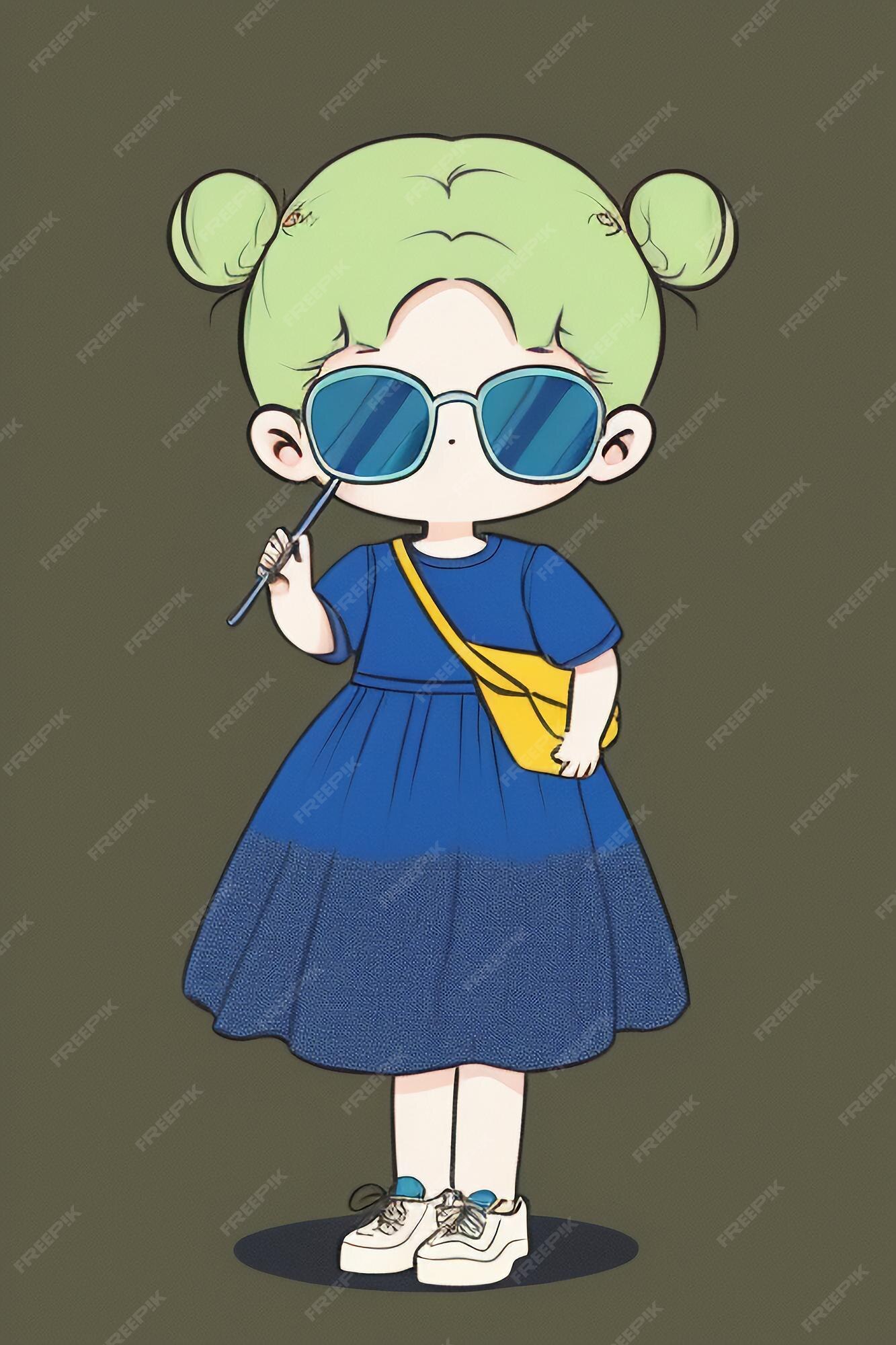 Premium Photo Cartoon Chibi Girl Wearing Sunglasses Very Handsome Cool Cute Kawaii Anime Style