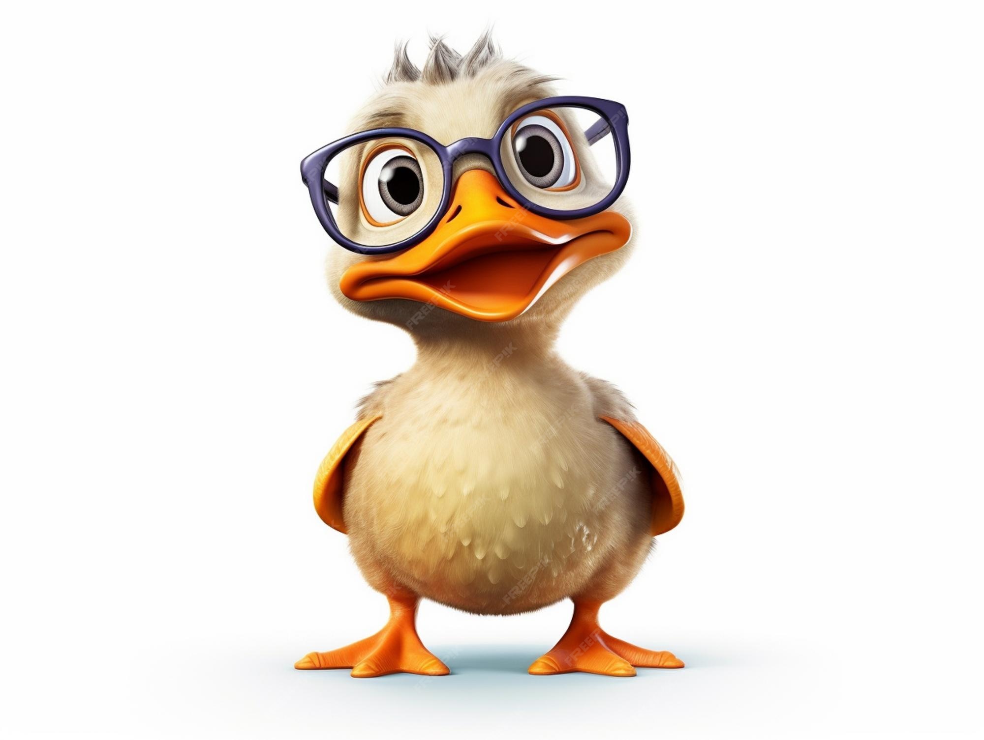 Premium Ai Image A Cartoon Duck With Glasses And A Round Head That Saysduckie